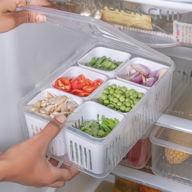 6 grid Fridge Storage Boxes fridge storage containers Kitchen Accessor ...